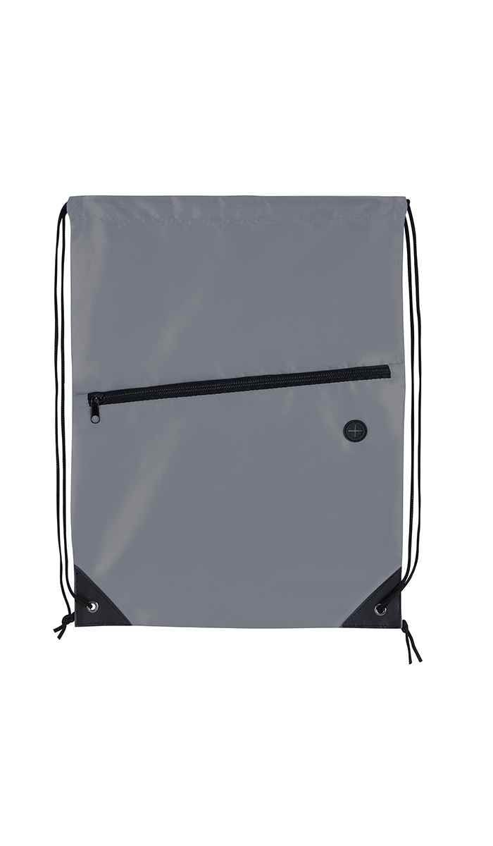 Full Color Print Front Zip Drawstring Backpack - Queensboro