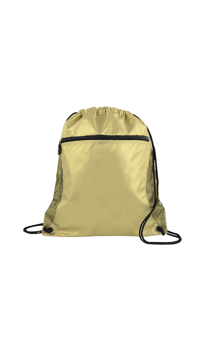 Mesh Pocket Printed Drawcord Backpack - Queensboro