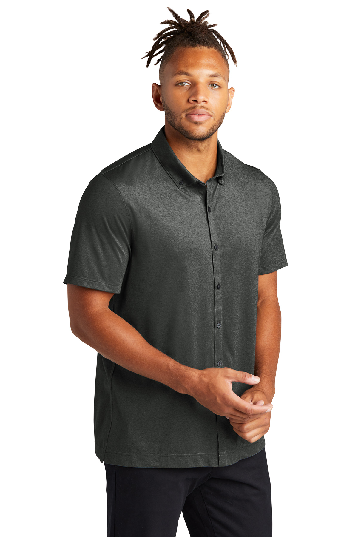 Mercer+Mettle Embroidered Men's Stretch Full-Button Polo - Queensboro