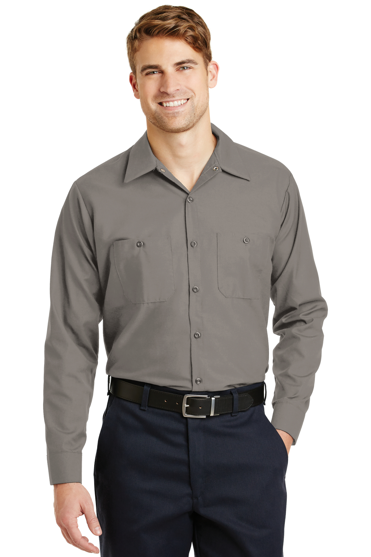 Red Kap Embroidered Men's Long Sleeve Industrial Work Shirt - Queensboro