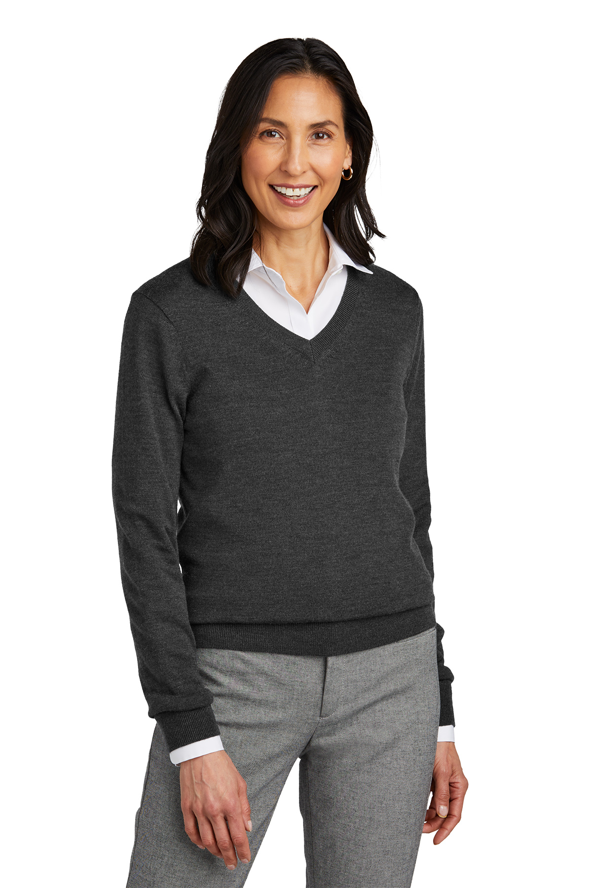 Brooks Brothers Embroidered Women's Washable Merino V-Neck Sweater ...