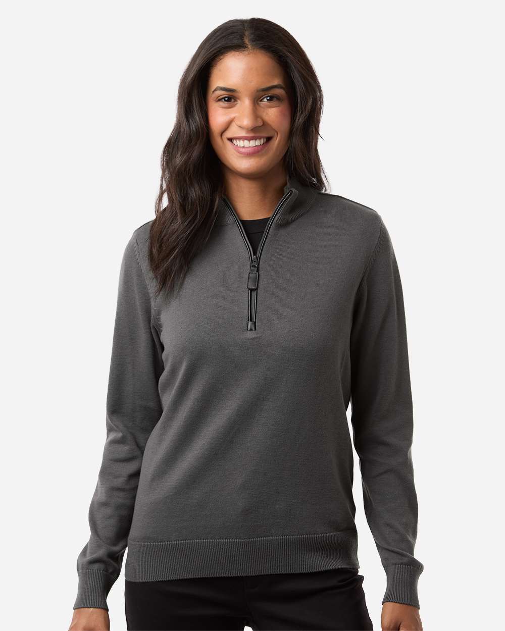 Devon & Jones Embroidered Women's Quarter-Zip Sweater - Queensboro