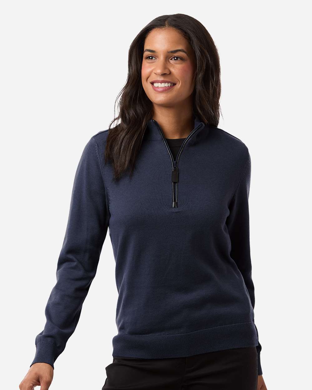 Devon & Jones Embroidered Women's Quarter-Zip Sweater - Queensboro