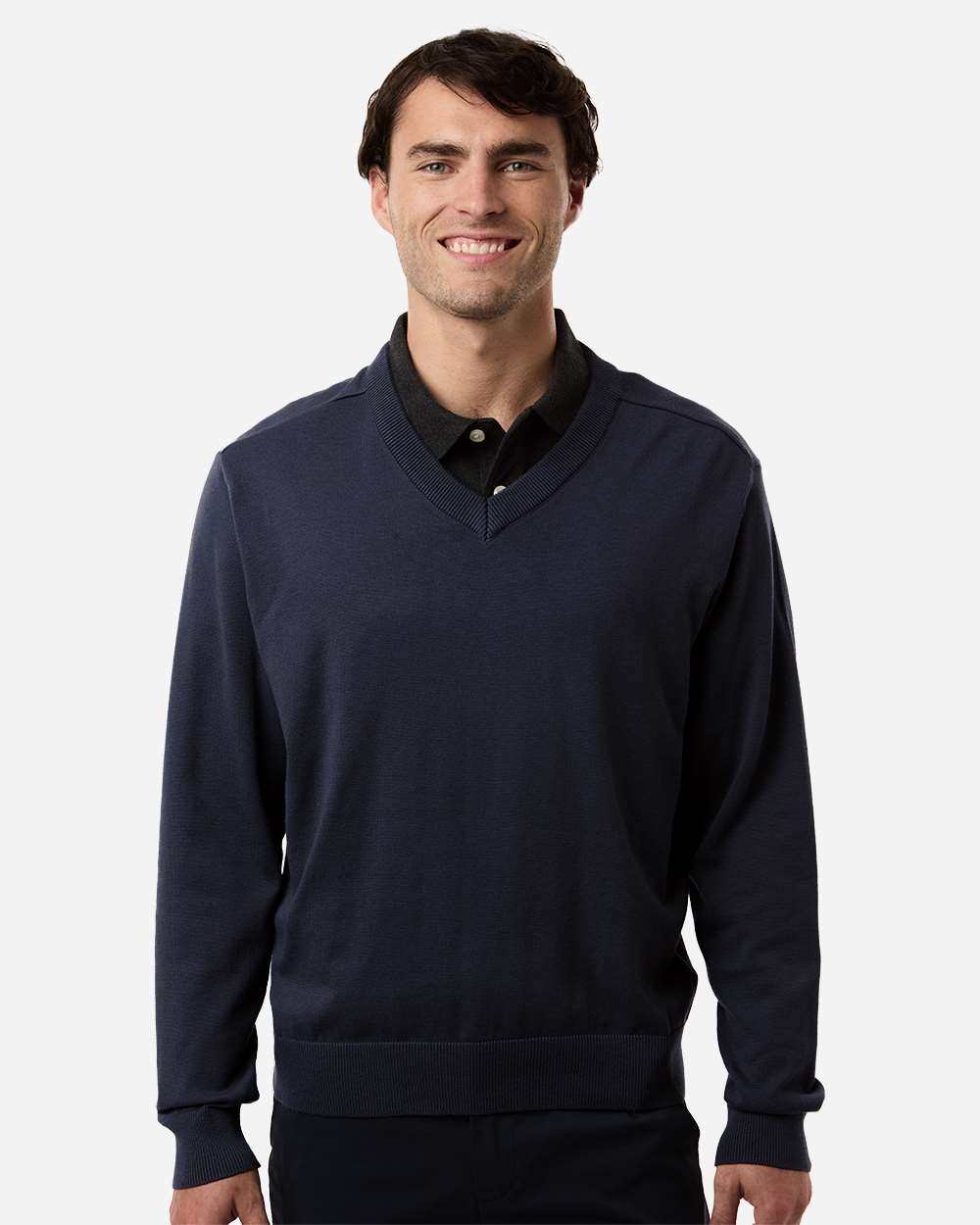 Devon & Jones Embroidered Men's V-Neck Sweater - Queensboro